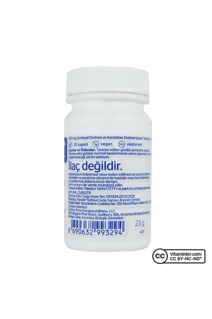 Pure Encapsulations Curcumin 500 mg 30 Kapsül | Vitamin & Sağlık